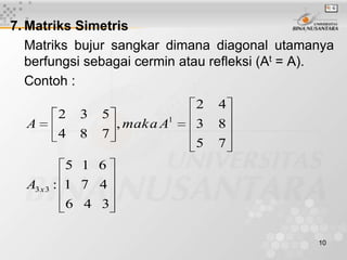 Jenis dan operasi matriks | PPT