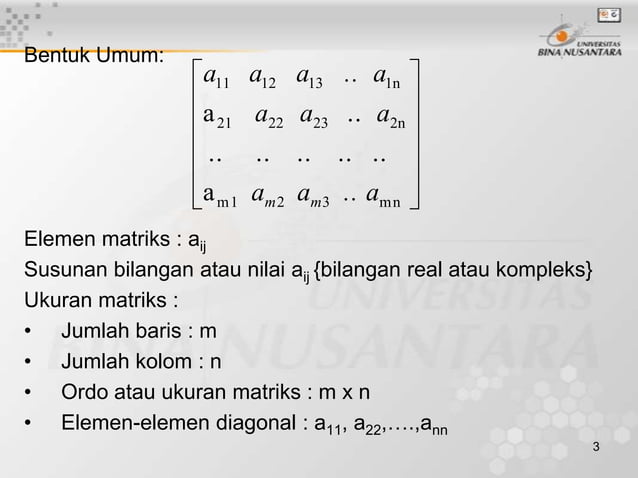 Jenis dan operasi matriks | PPT