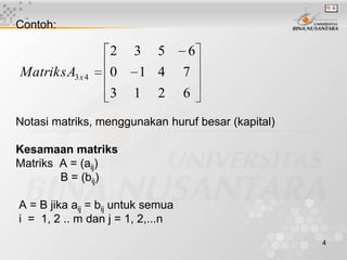 Jenis dan operasi matriks | PPT