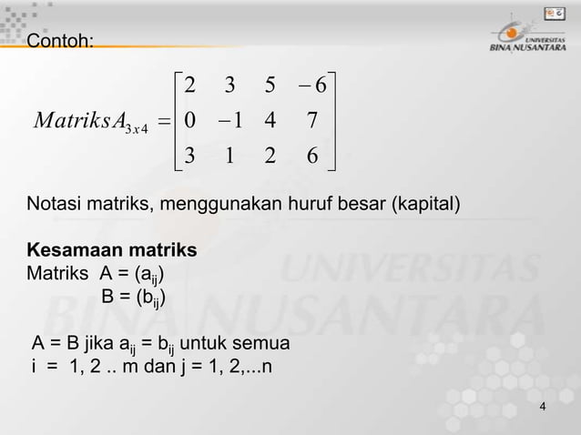 Jenis dan operasi matriks | PPT