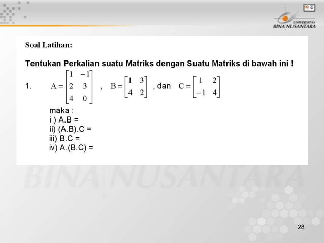 Jenis dan operasi matriks