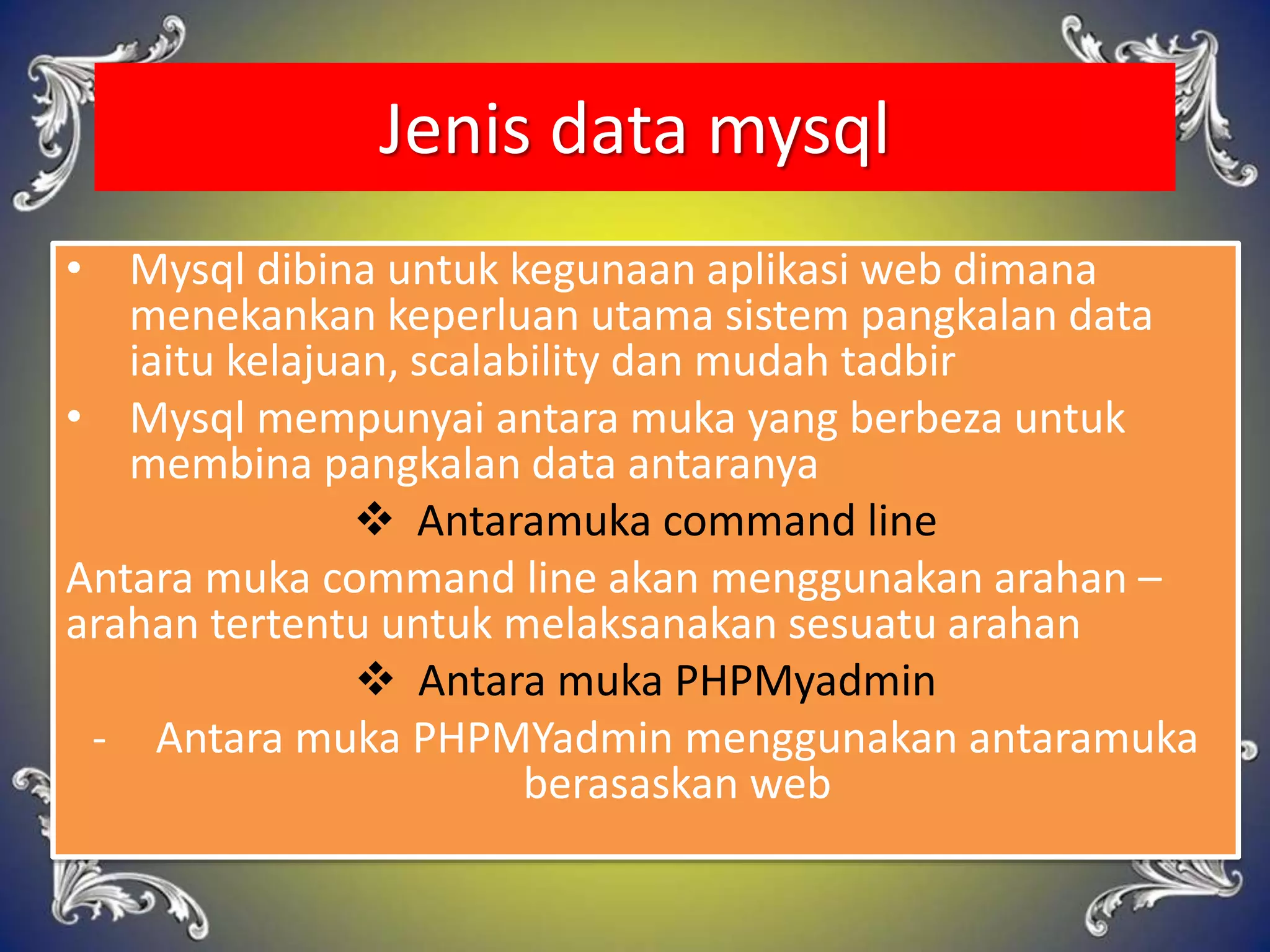 Jenis data mysql | PPTX