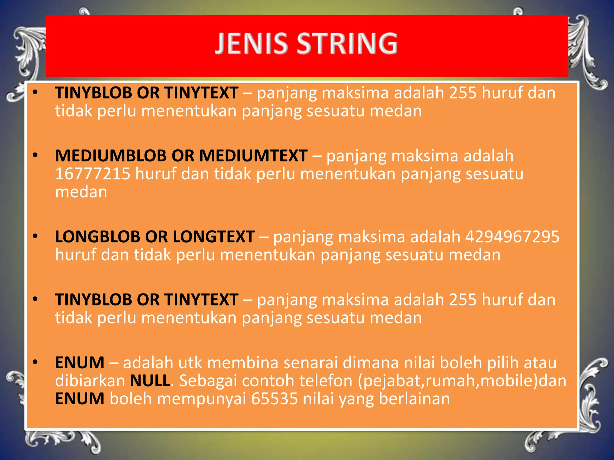 Jenis data mysql | PPTX