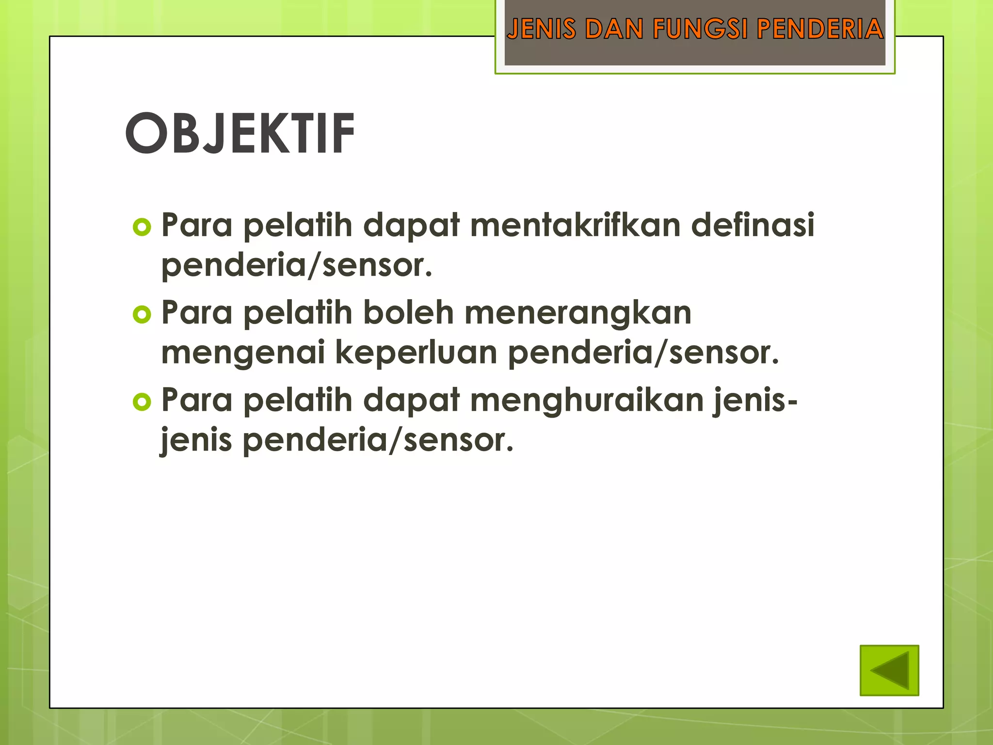 Jenis & fungsi sensor | PPTX