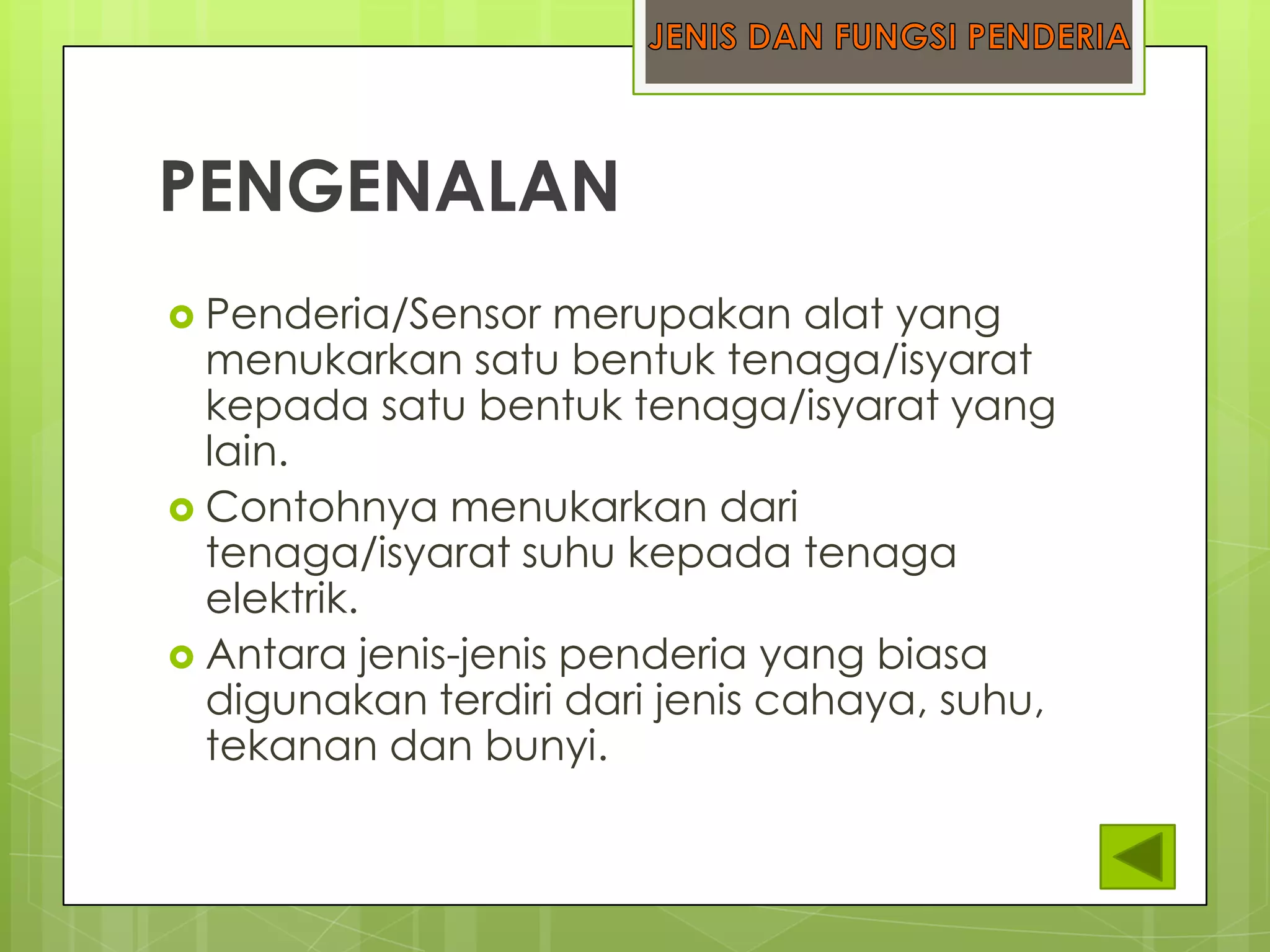 Jenis & fungsi sensor | PPTX
