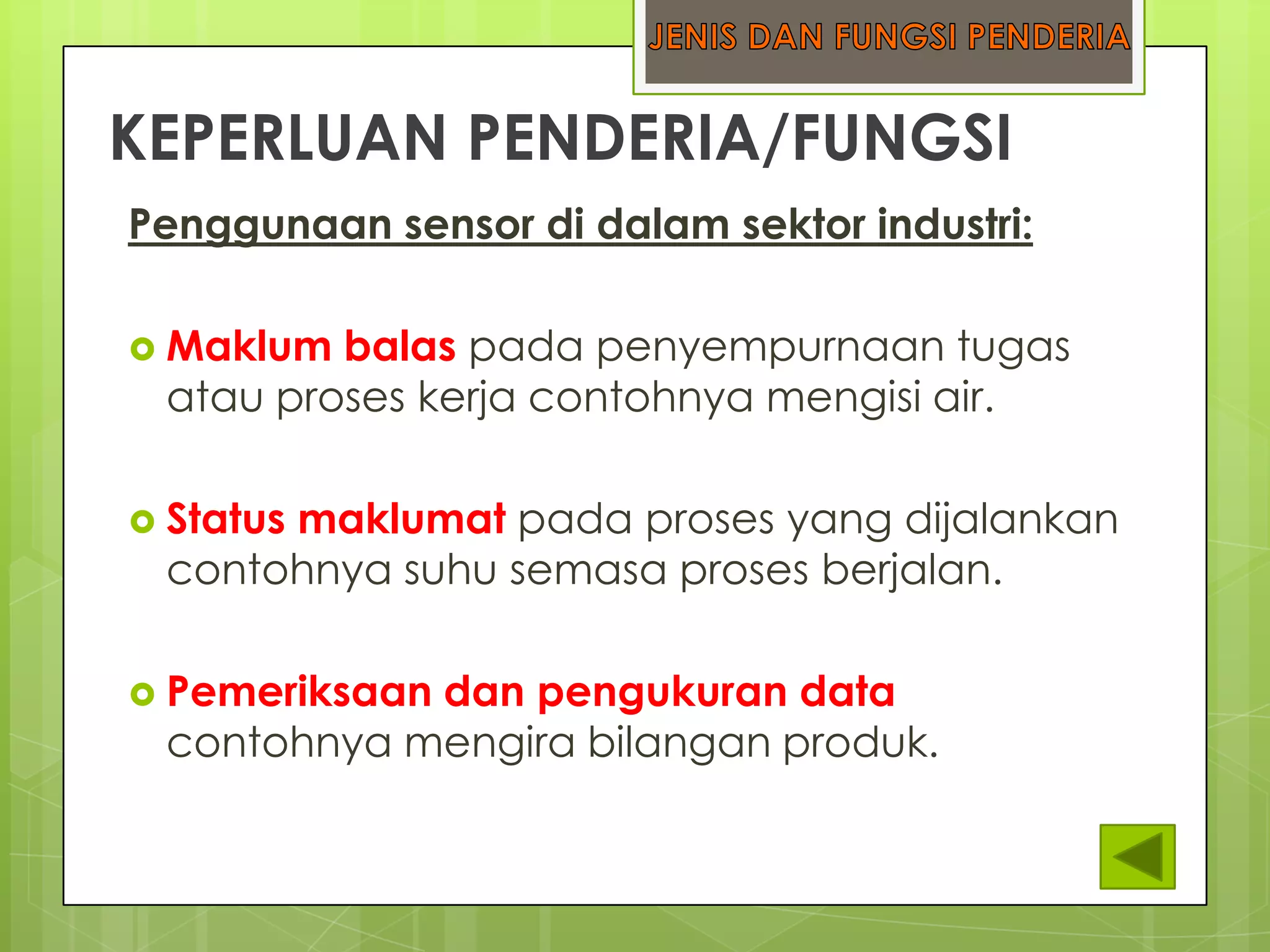 Jenis & fungsi sensor | PPTX