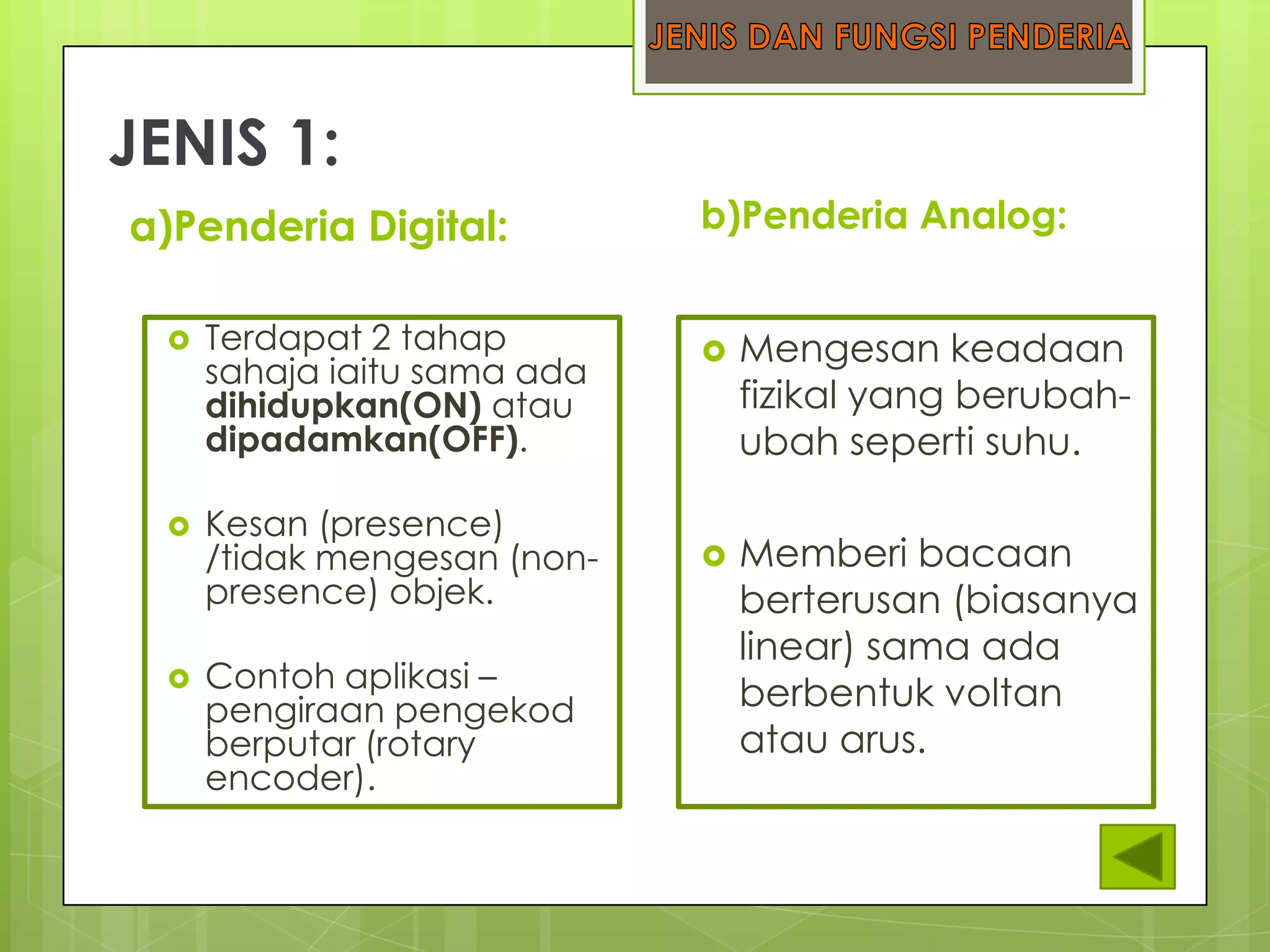 Jenis & fungsi sensor | PPTX