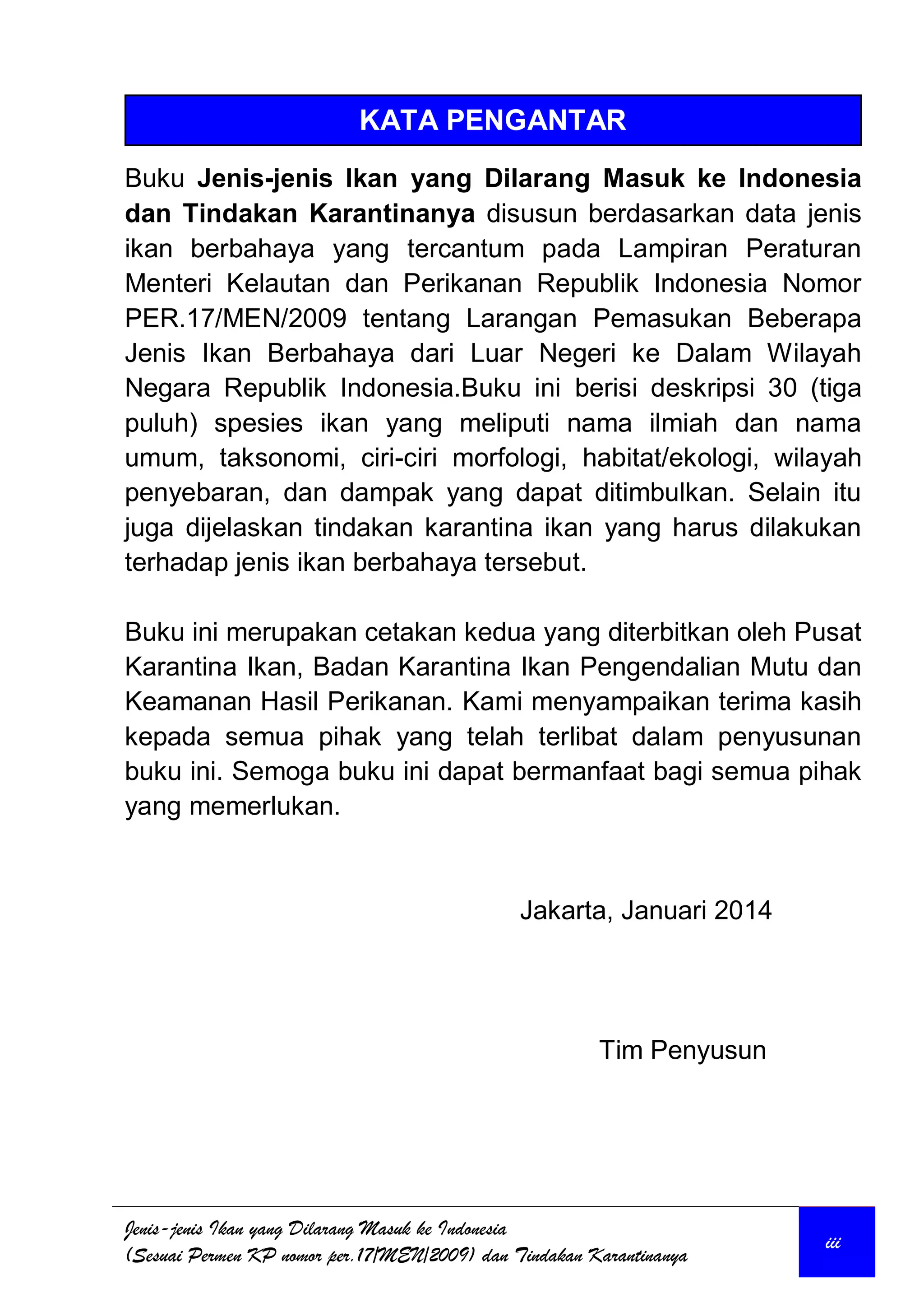 Jenis ikan yang dilarang masuk ke indonesia | PDF