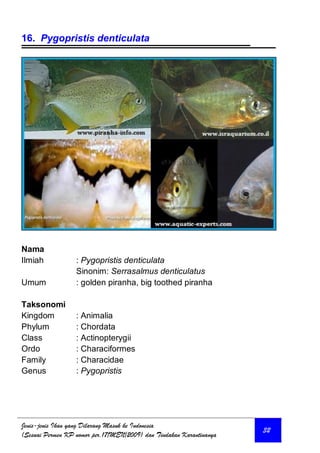 Jenis ikan yang dilarang masuk ke indonesia | PDF