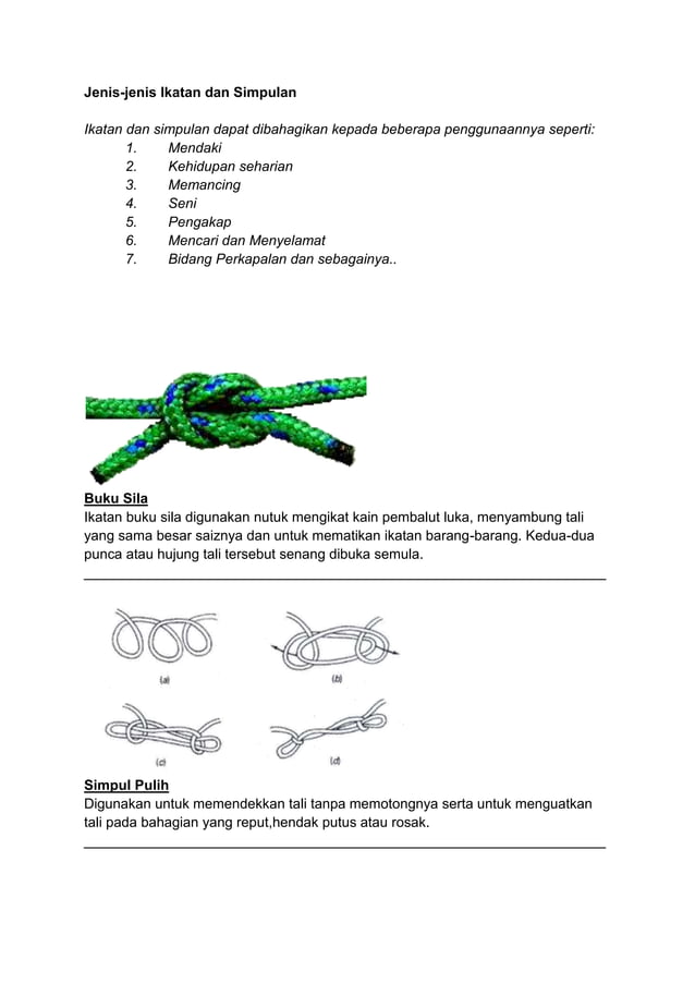 Jenis ikatan dan simpulan | DOCX