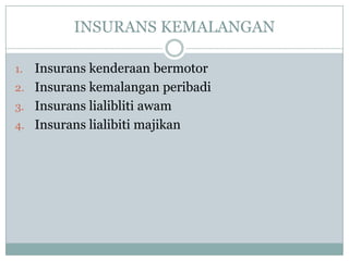 Perdagangan Tingkatan 5 (Jenis insurans) | PPTX