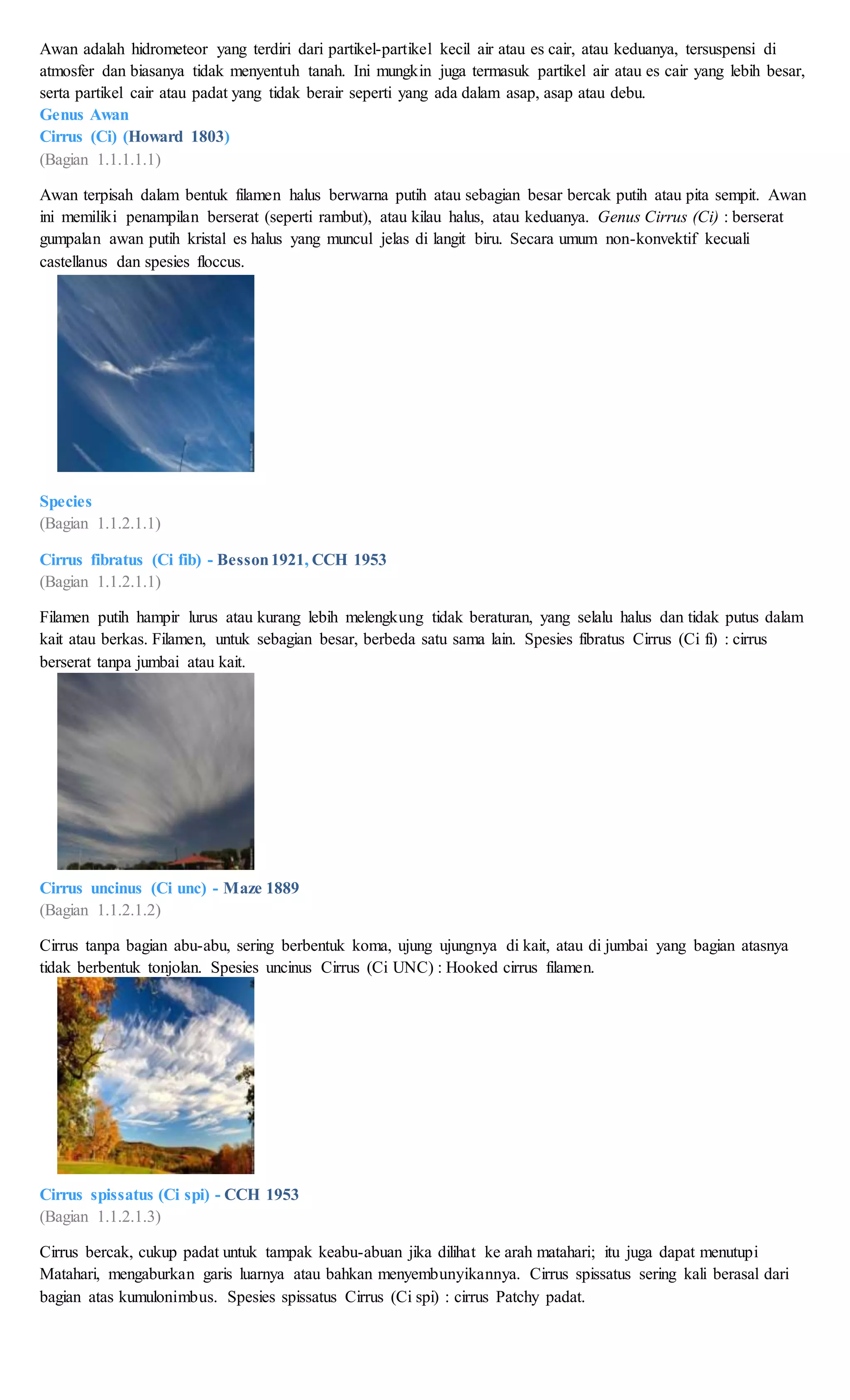 Jenis jenis awan lengkap | DOCX