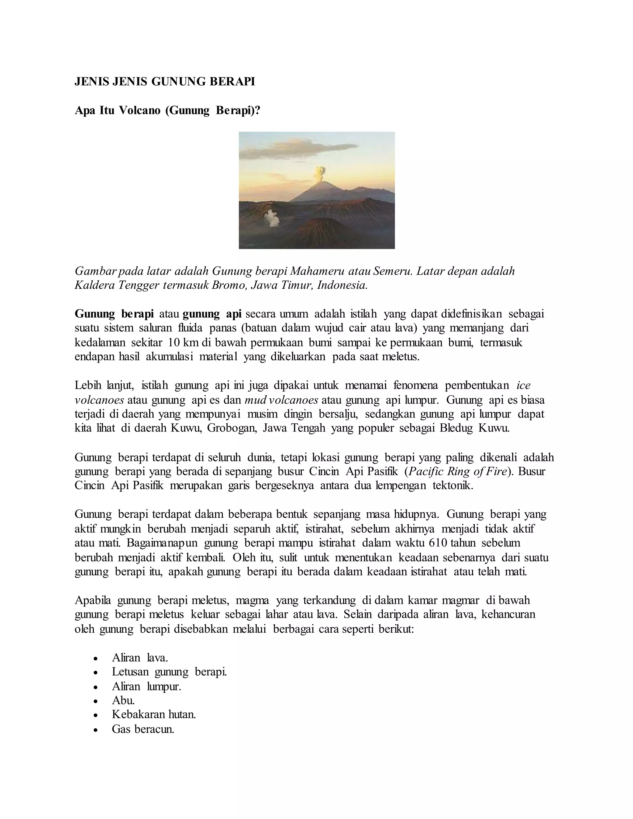 Jenis jenis gunung berapi | DOCX