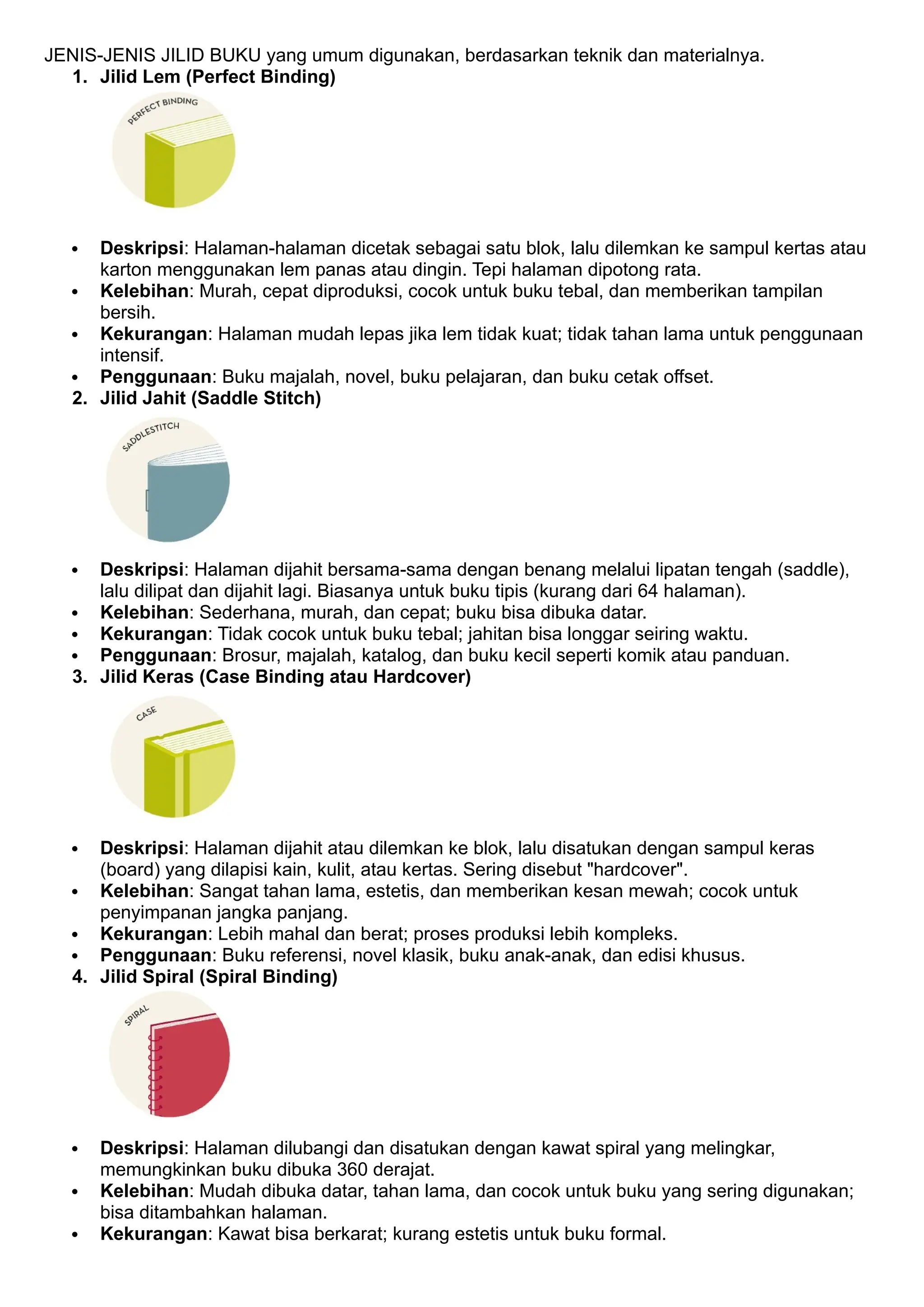 Jenis Jenis Jilid Buku berdasarkan fungsi, anggaran, dan estetika buku ...