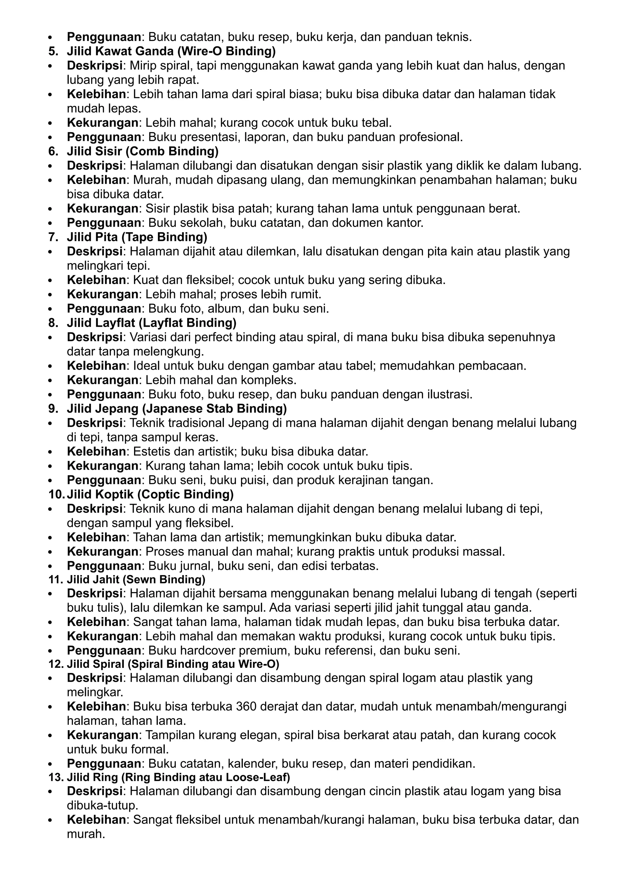 Jenis Jenis Jilid Buku berdasarkan fungsi, anggaran, dan estetika buku ...