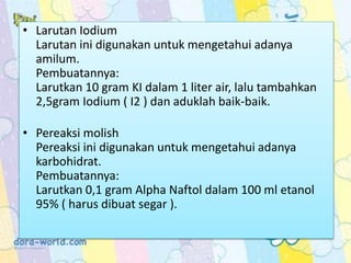 Jenis jenis larutan pereaksi berdasarkan sifat larutan pereaksi yang di ...