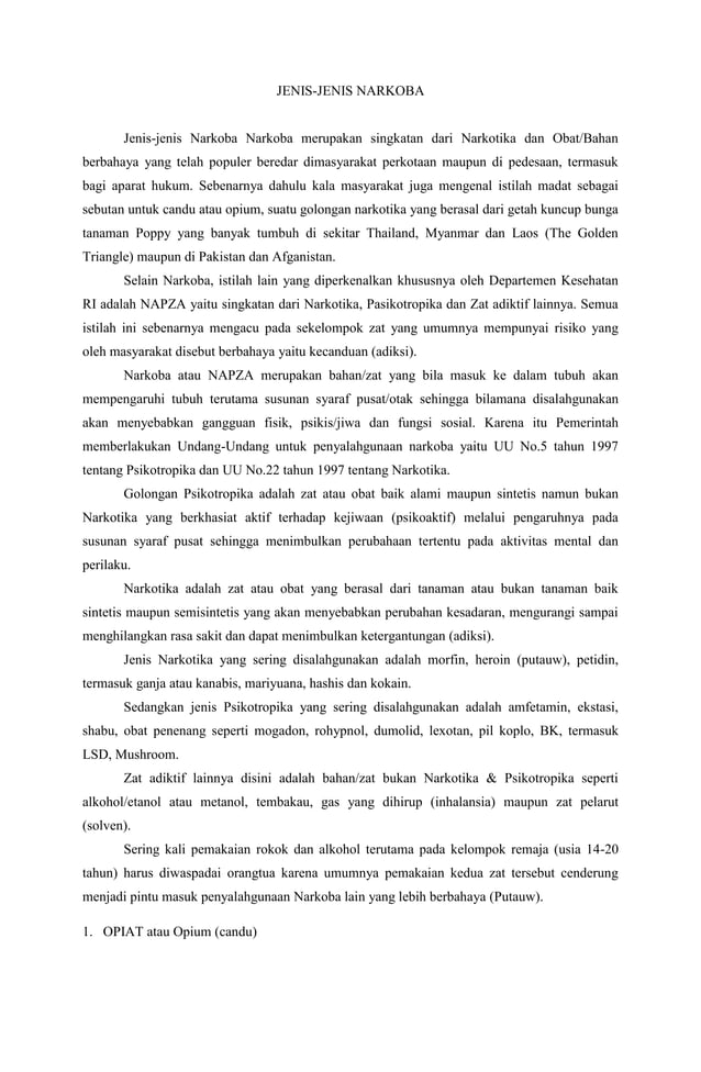 Jenis jenis narkoba | PDF | Free Download