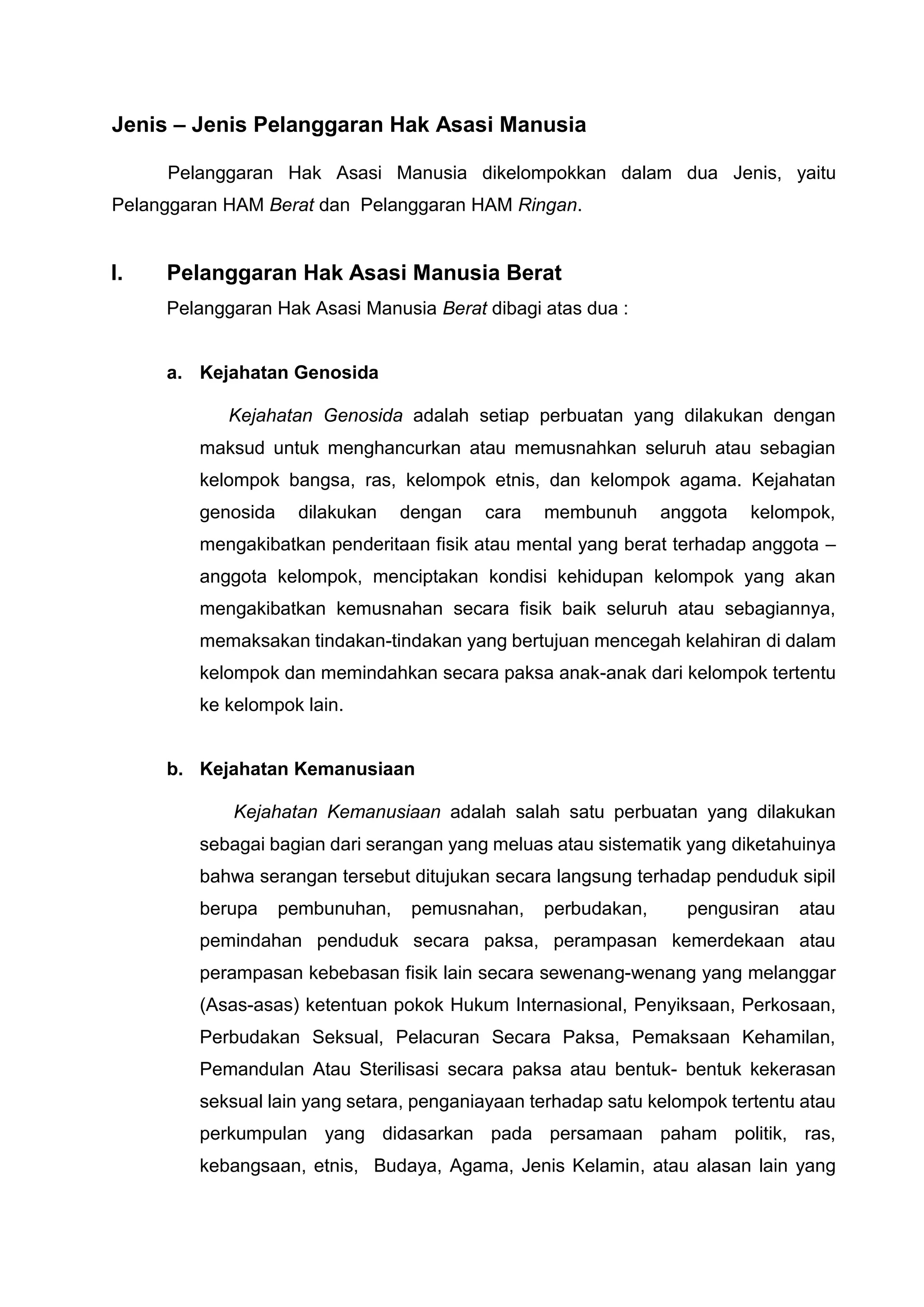 Jenis jenis pelanggaran ham | PDF