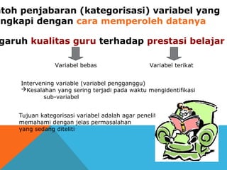 Jenis jenis variabel pada penelitian - pengetahuan | PPT