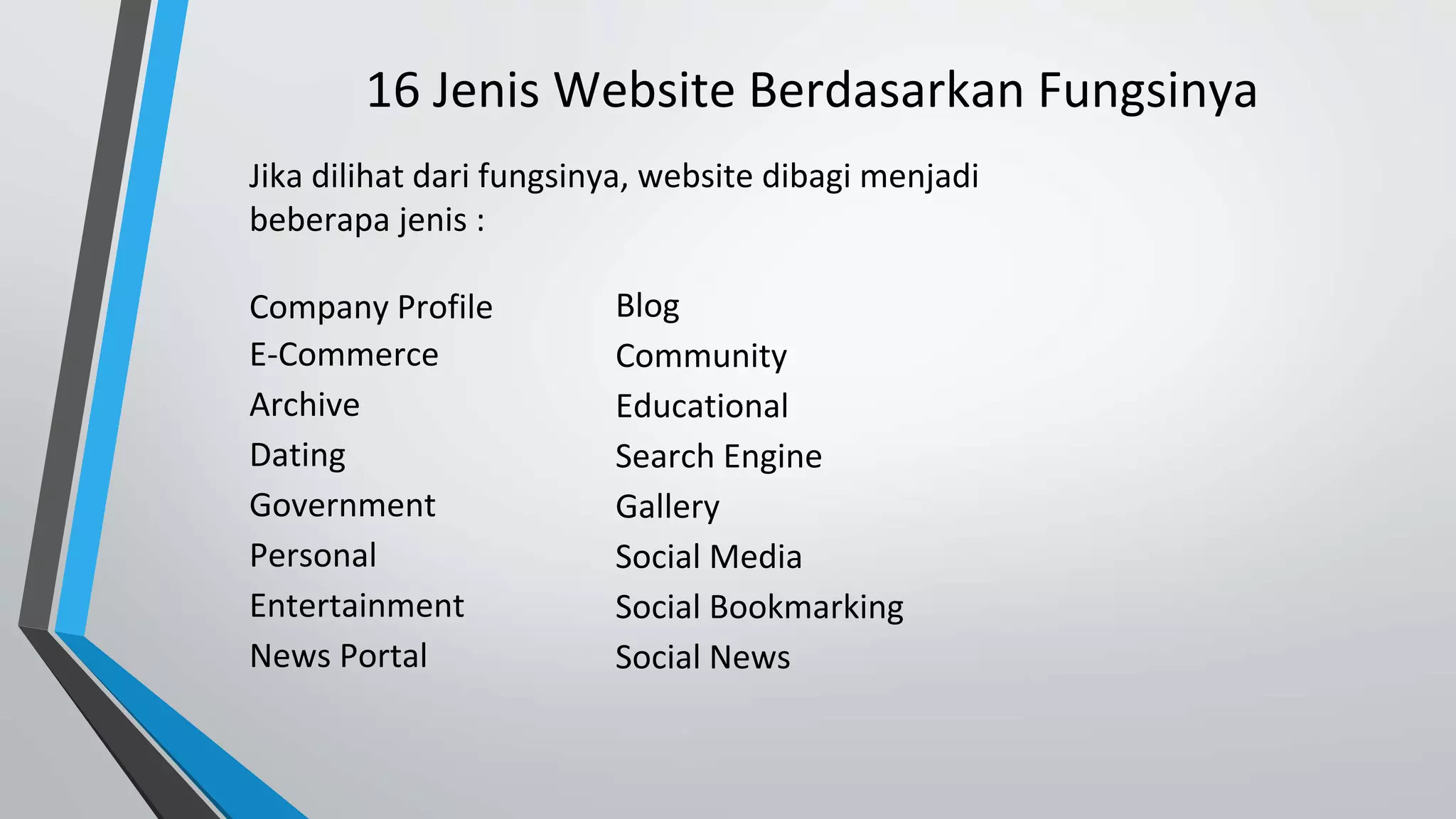 Jenis-Jenis Website Berdasarkan Fungsinya | PPTX