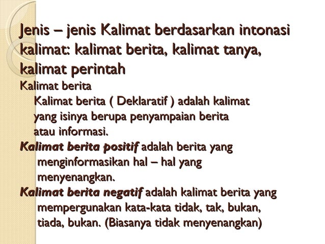 Jenis kalimat berdasarkan intonasi kalimat | PPT