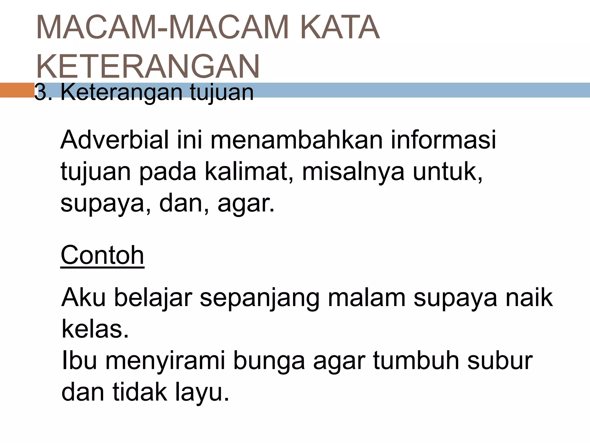Jenis kata keterangan dalam bahasa indonesia | PPTX