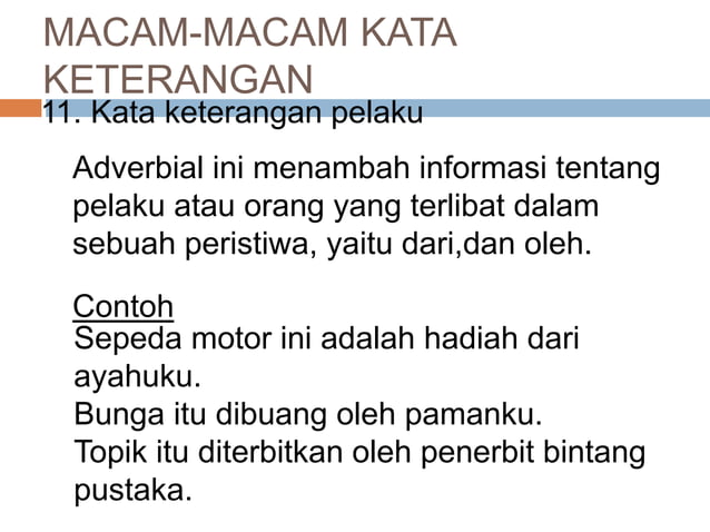Jenis kata keterangan dalam bahasa indonesia | PPT | Free Download