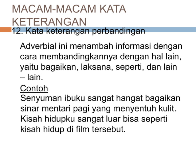 Jenis kata keterangan dalam bahasa indonesia | PPT