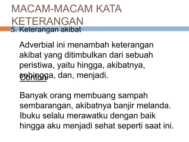 Jenis kata keterangan dalam bahasa indonesia | PPT | Free Download