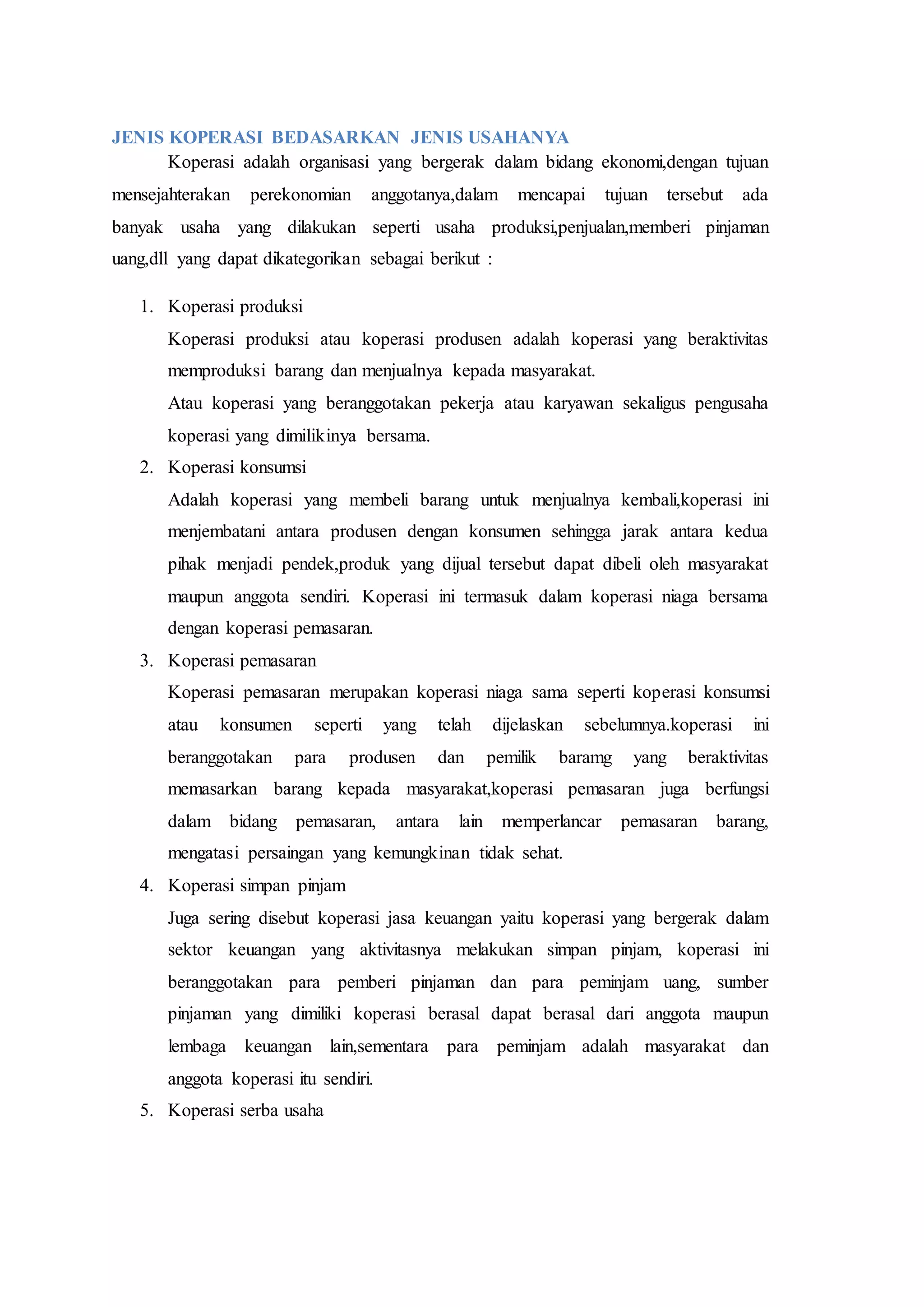 Jenis koperasi | PDF