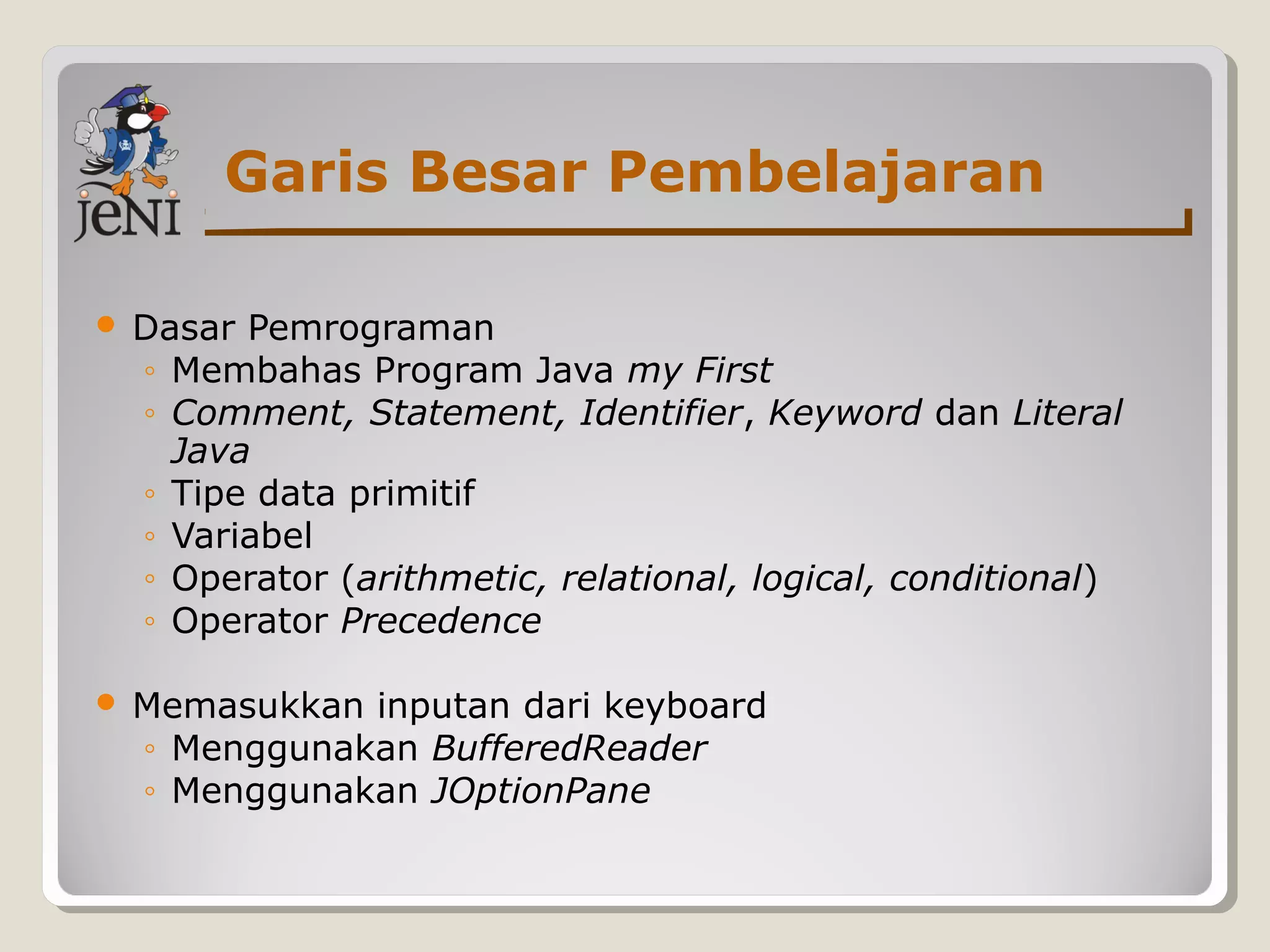 Jeni slides intro1-bab00-pengenalan pemrograman 1 | PPT