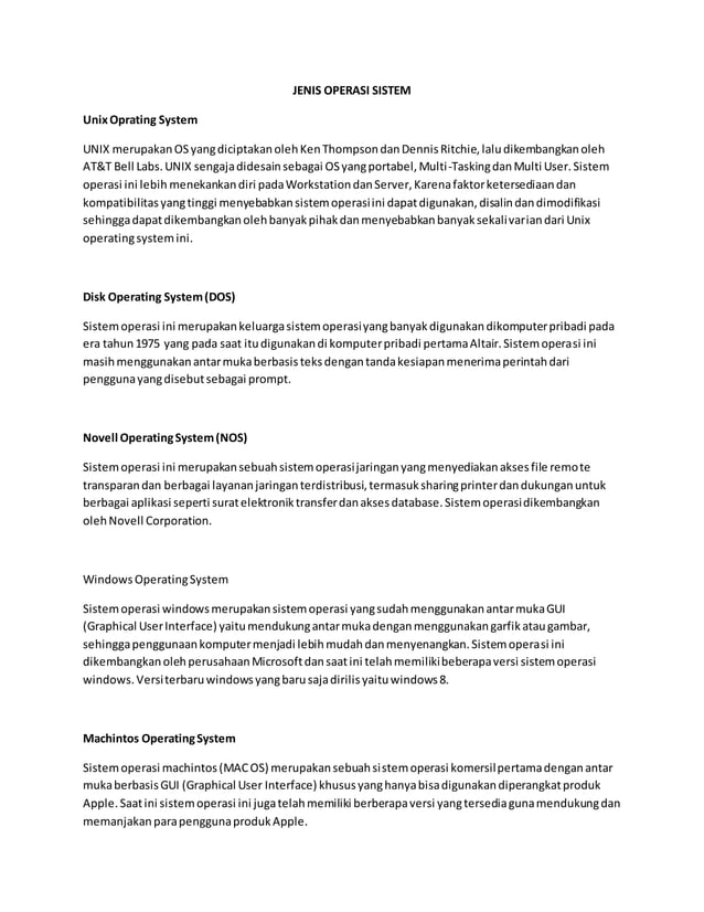 Jenis operasi sistem | PDF