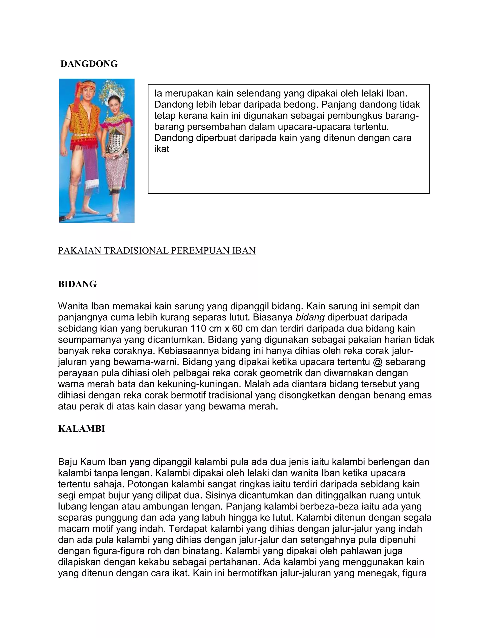 Jenis pakaian kaum di malaysia | DOCX