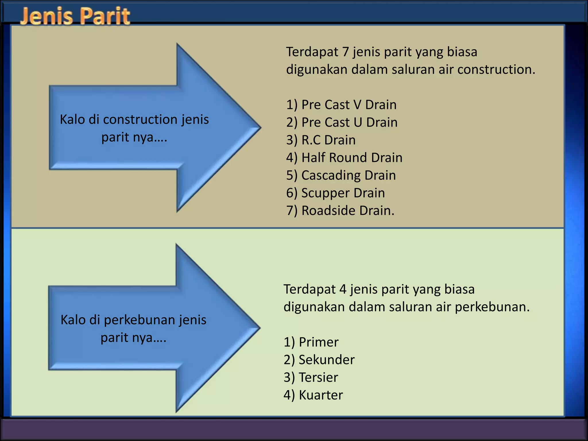 Jenis parit on construction | PPTX