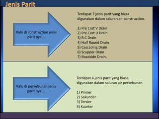 Jenis parit on construction | PPTX