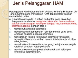 Jenis pelanggaran ham dan kasus pelanggaran ham di Indonesia | PPTX