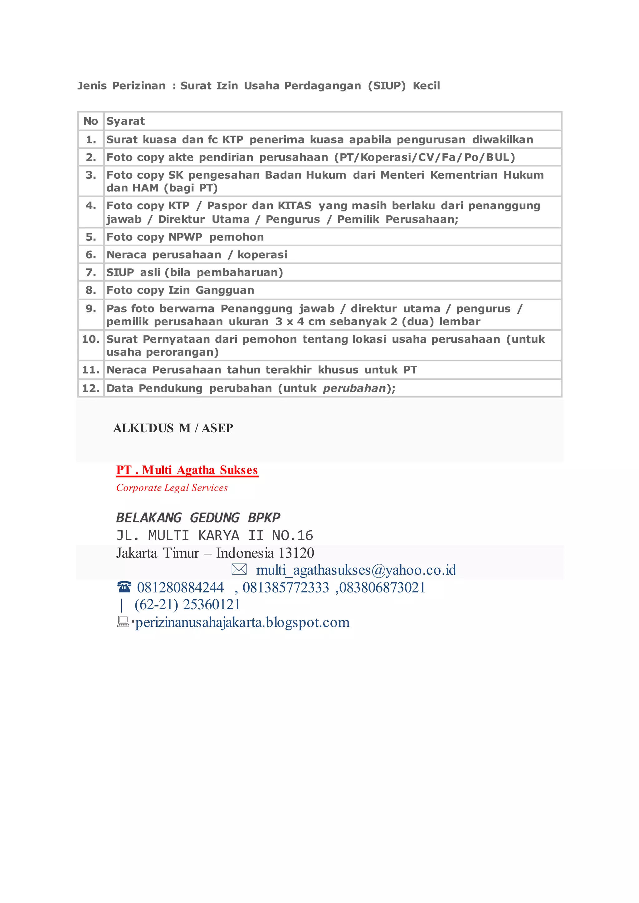 Pengurusan Surat Izin Usaha Perusahaan | DOCX