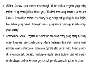 DASAR-DASAR PRODUKSI RTV - Jenis Program TV | PPT