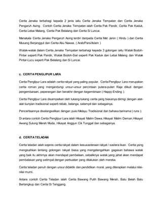 Jenis Sastera Rakyat (Mitos dan Lagenda) | DOCX