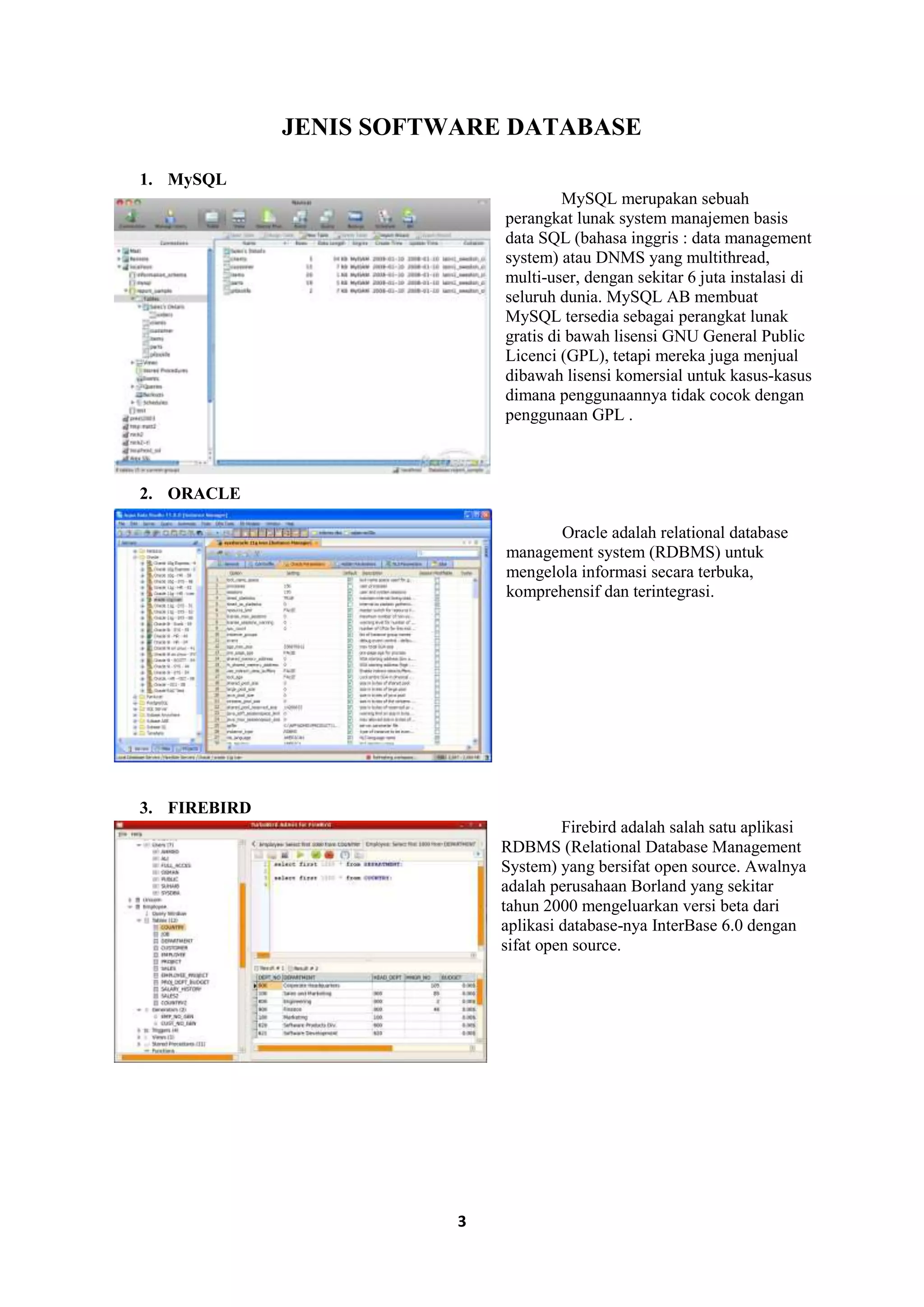 Jenis Software Database | DOCX