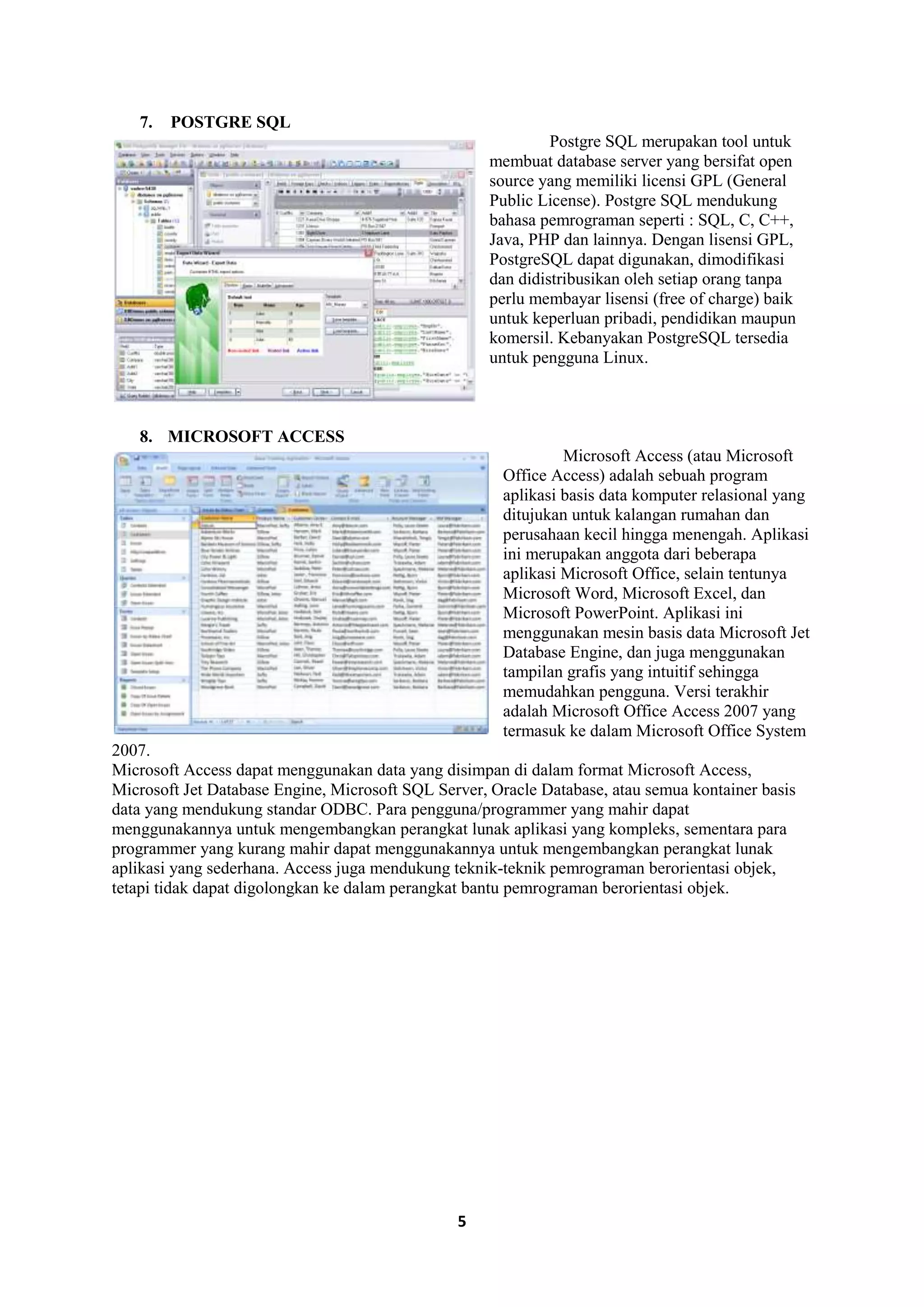 Jenis Software Database | DOCX