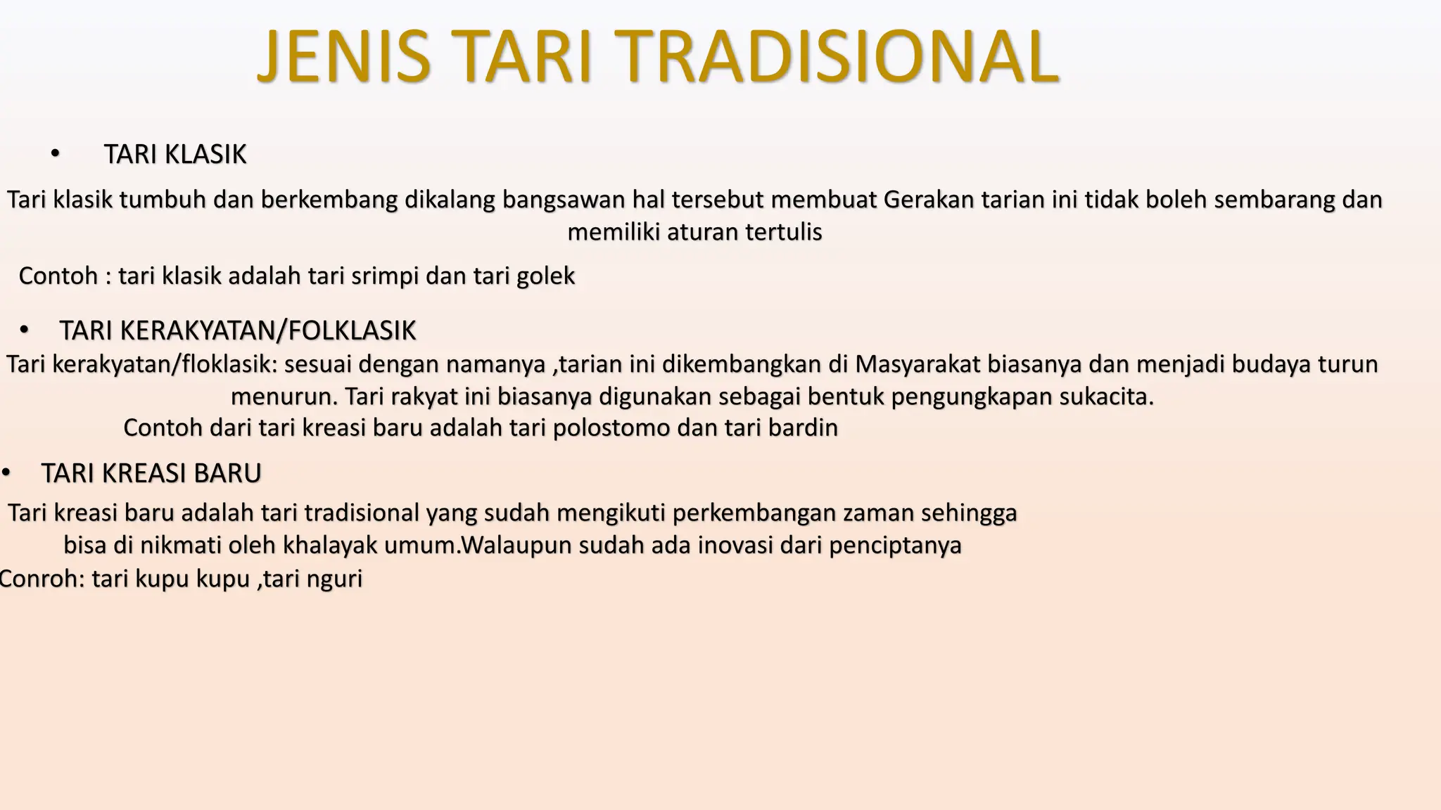 JENIS TARI KREASI yang ada di seluruh indonesia | PPTX