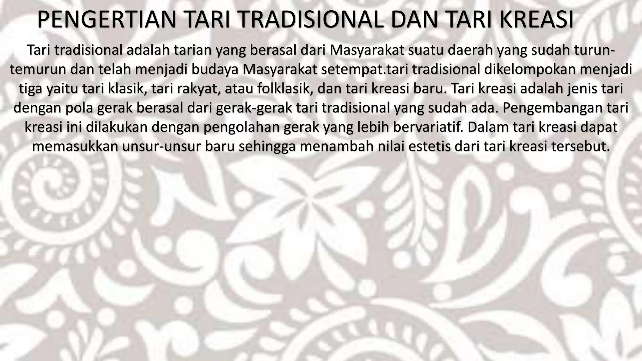 JENIS TARI KREASI yang ada di seluruh indonesia | PPTX
