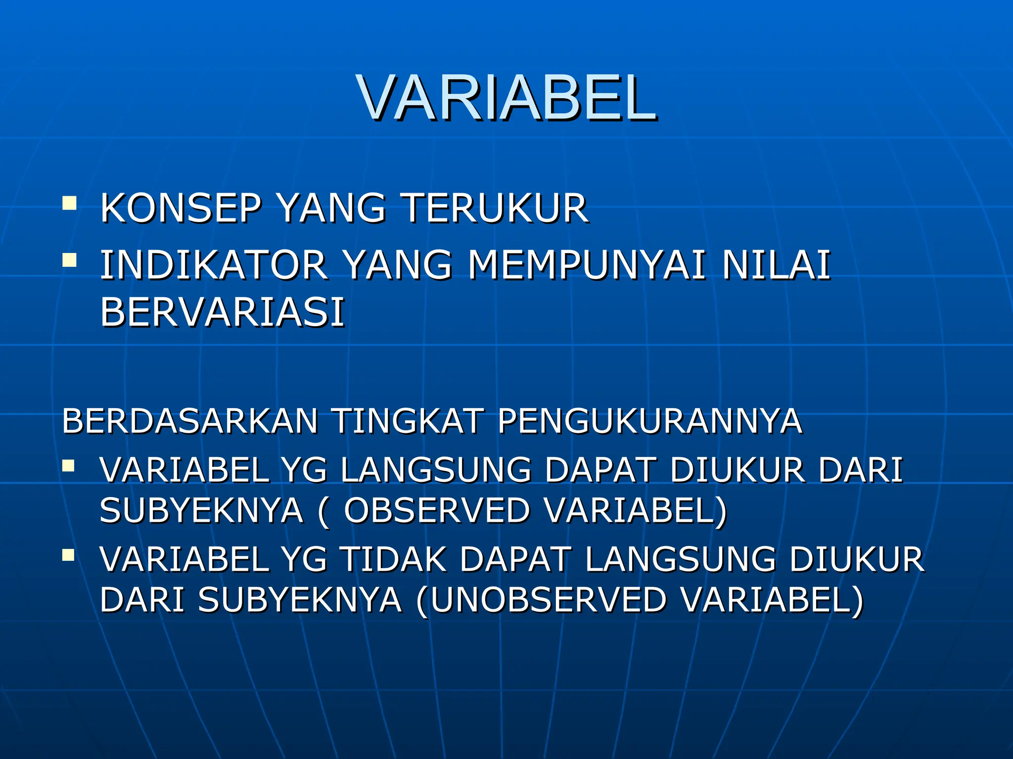 VARIABEL JENIS DAN PENGUKURANNYA DALAM STATISTIKA | PPT