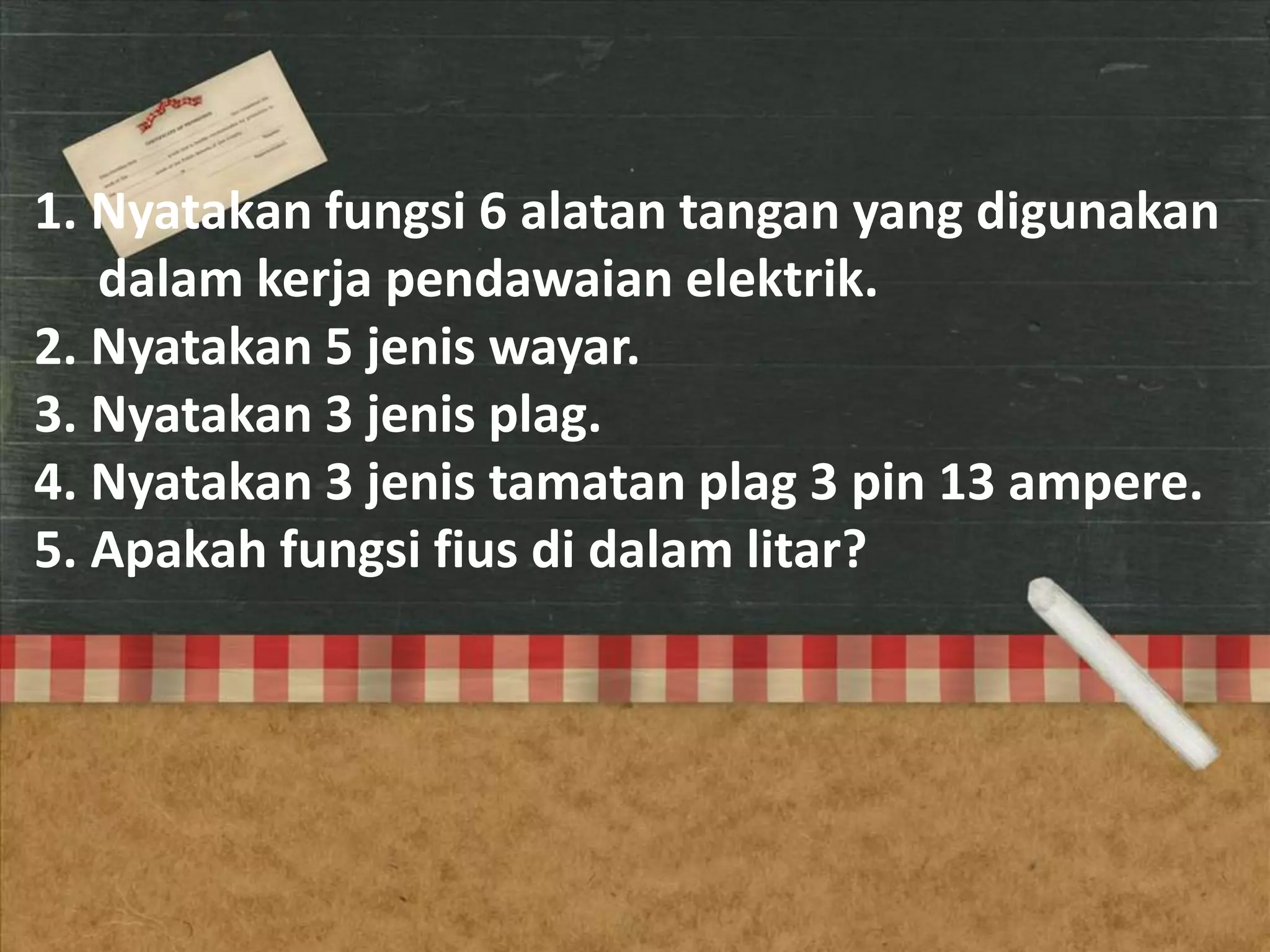 Jenis wayar dan kerja pendawaian | PPTX
