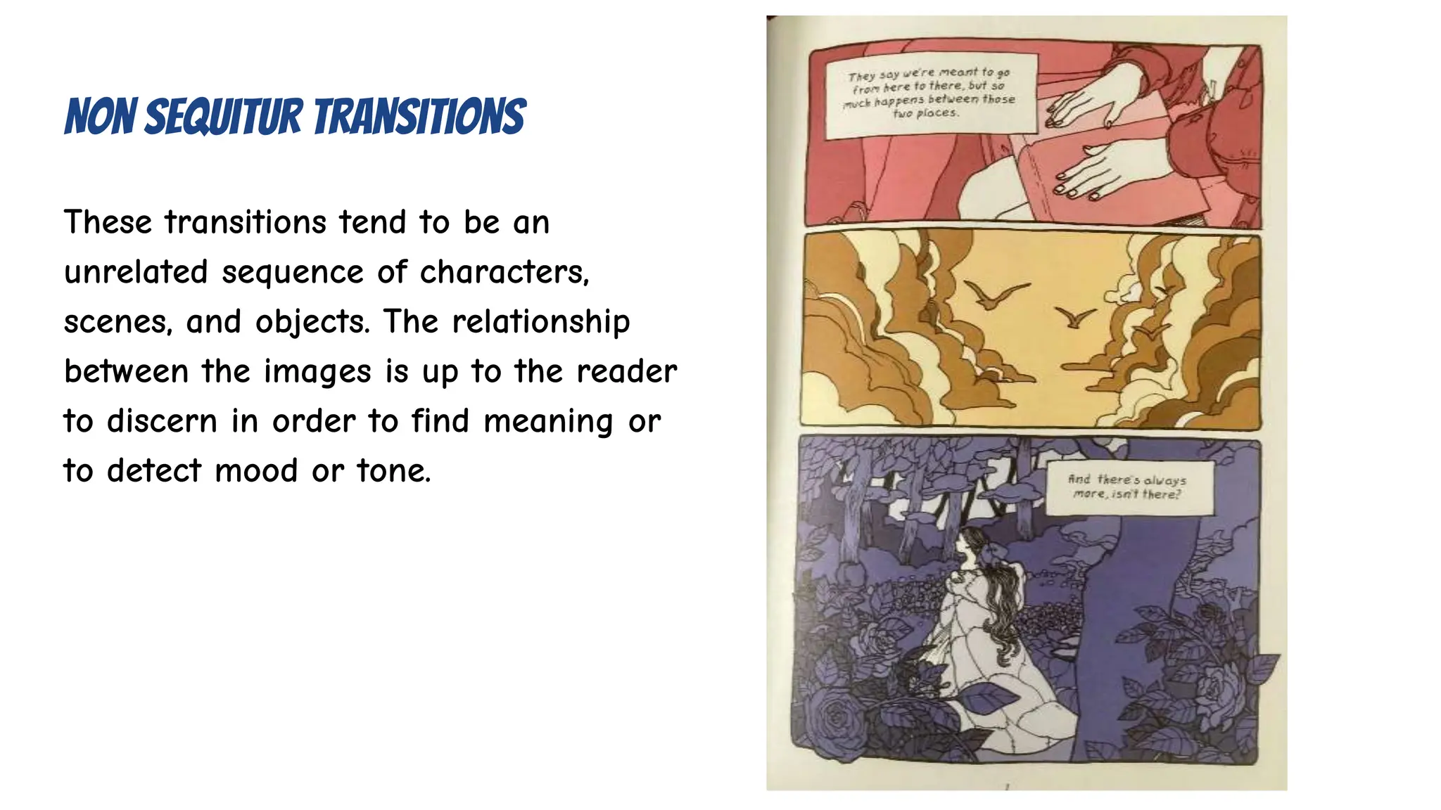 transitions in panels for comic book writing | PPTX