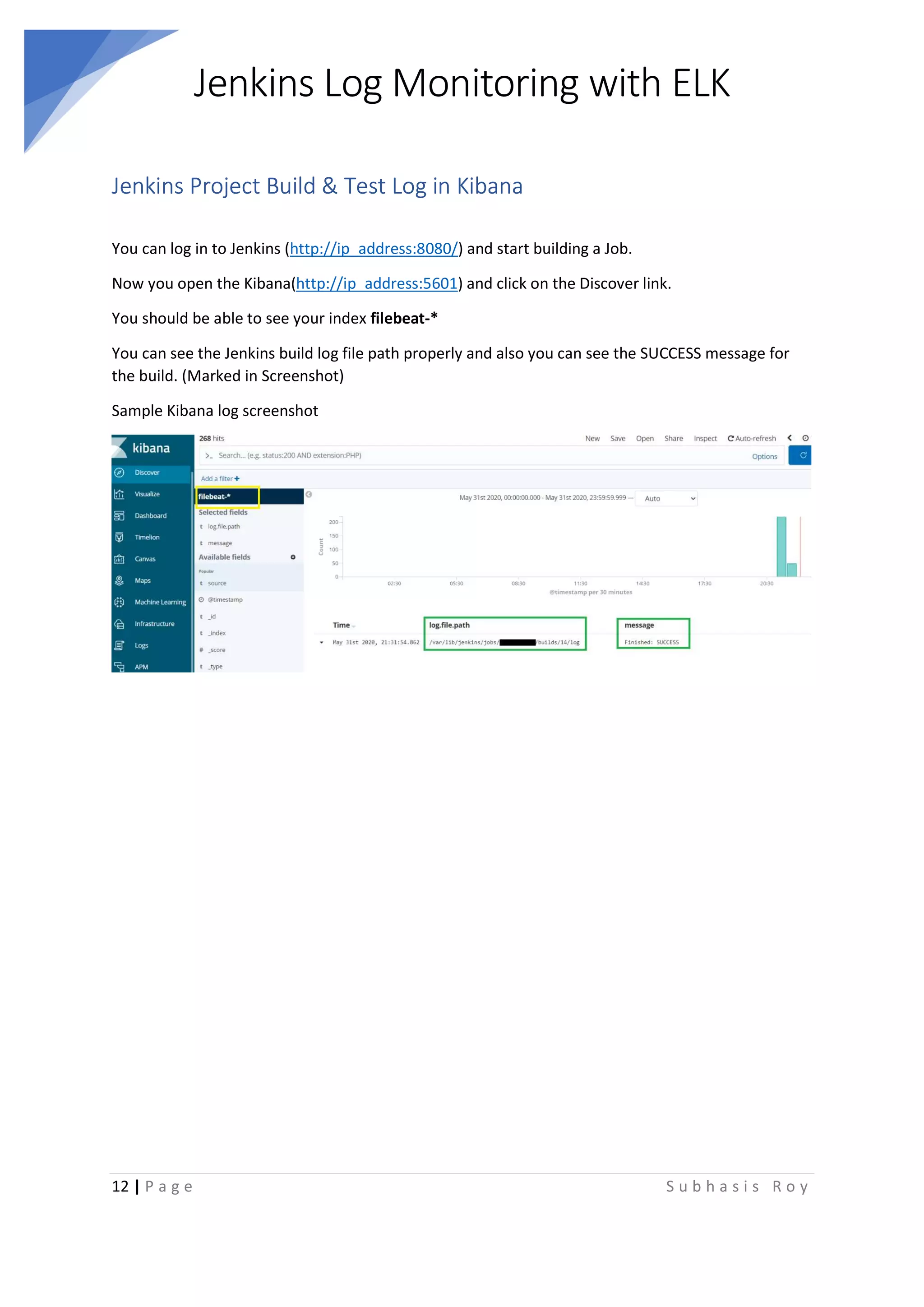 Jenkins log monitoring with elk stack | PDF