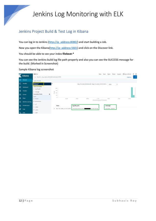 Jenkins log monitoring with elk stack | PDF