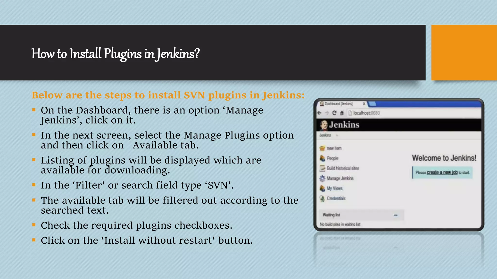 Jenkins tutorial for beginners | PPTX Jenkins tutorial for beginners | PPTX
