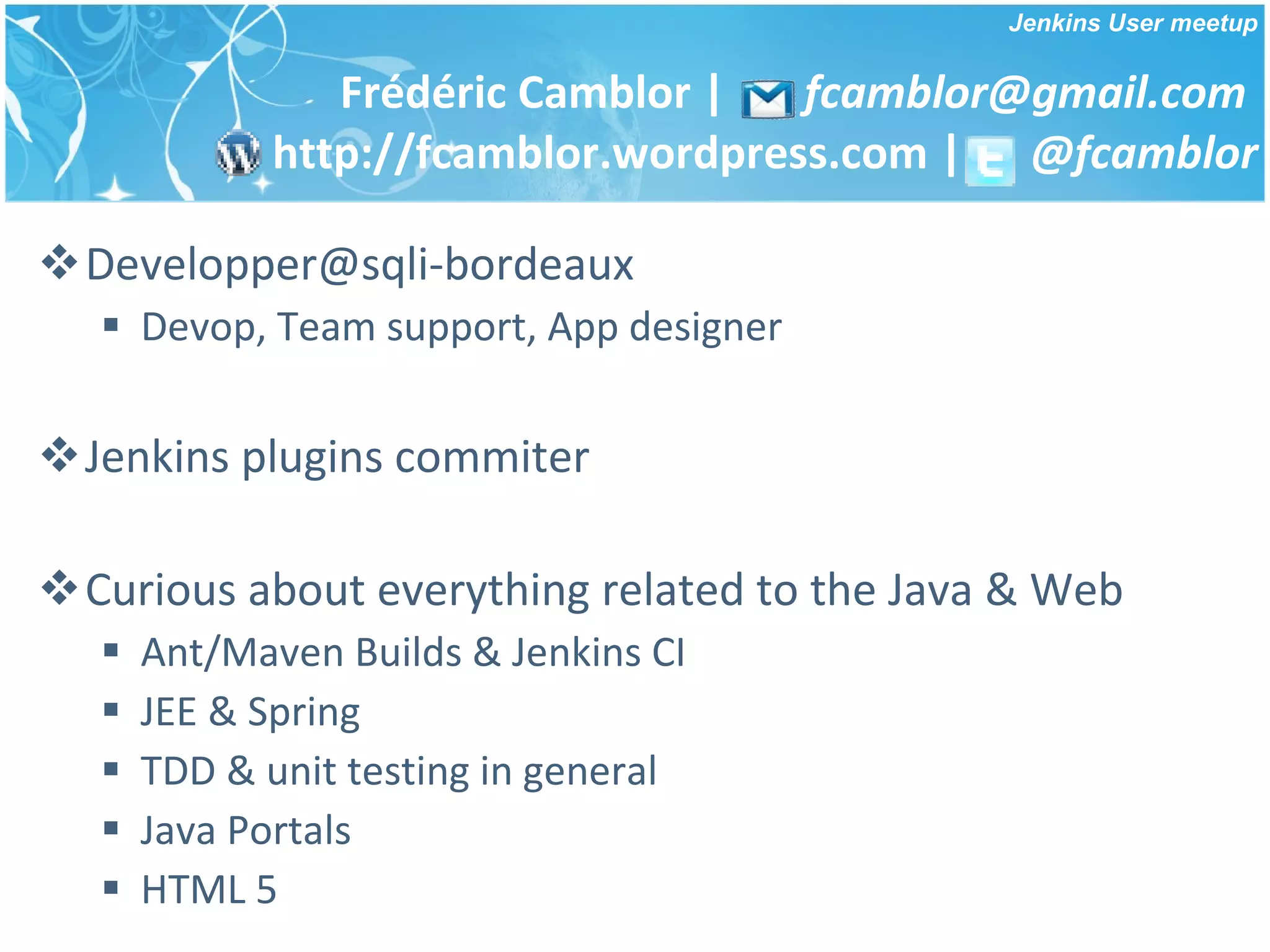 Jenkins users meetup plugins overview | PPT